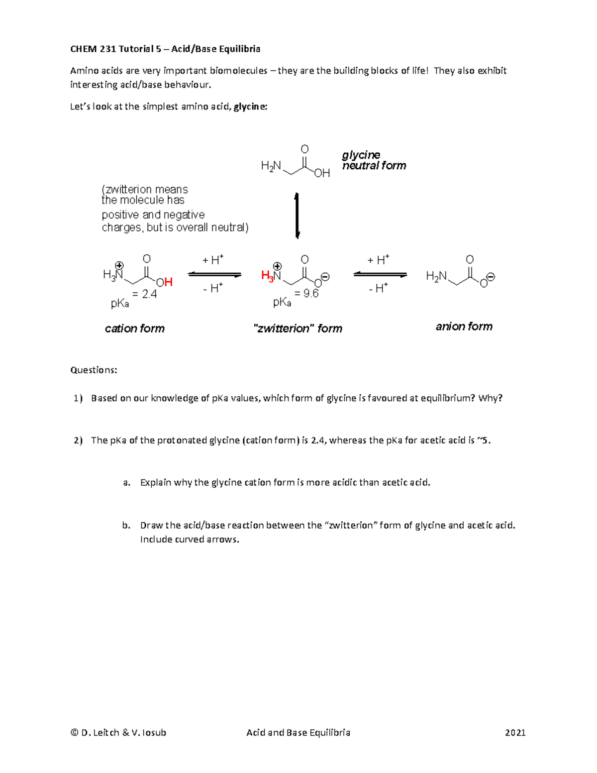 CHEM 231 Tutorial 5 - Chem231 - UVic - Studocu