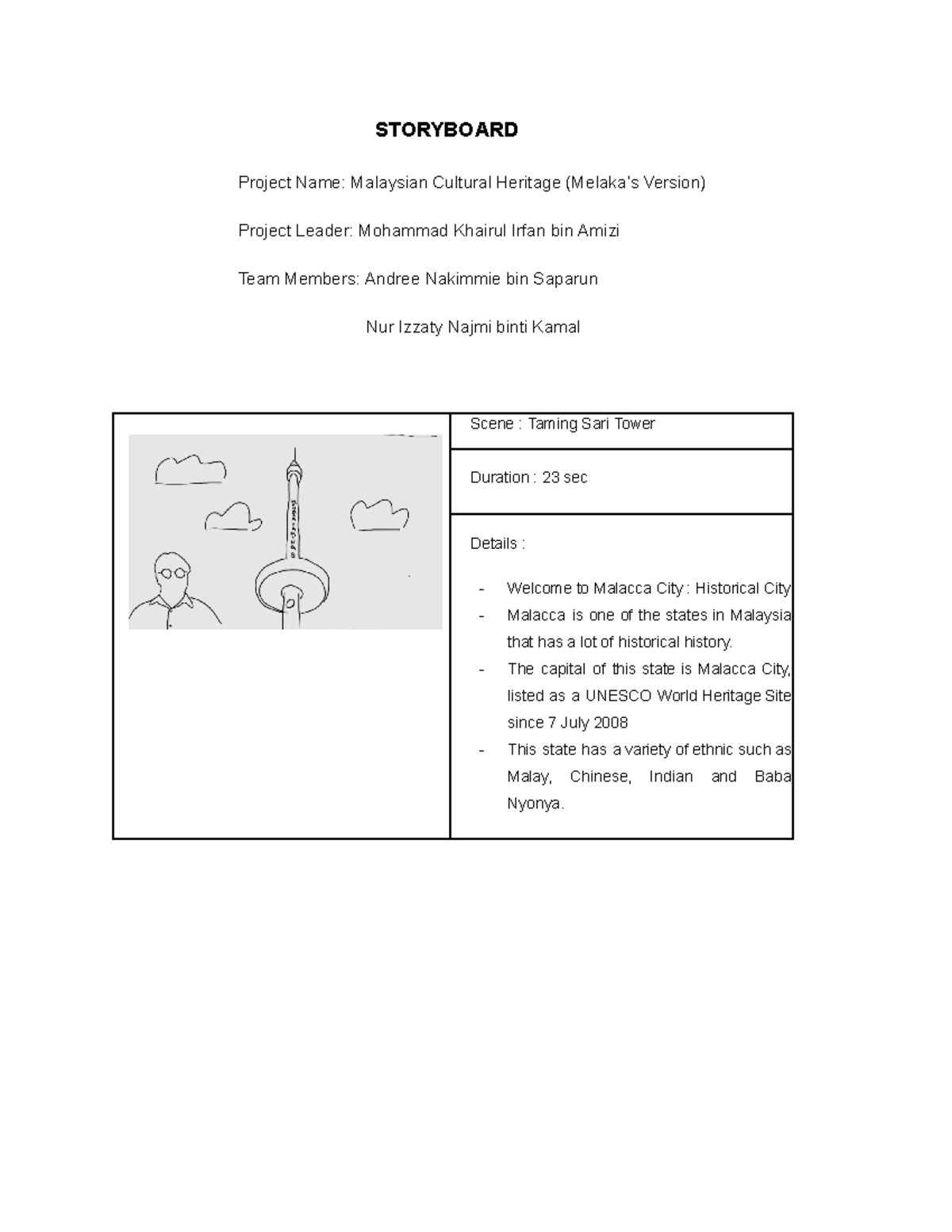 Storyboard - STORYBOARD Project Name: Malaysian Cultural Heritage ...