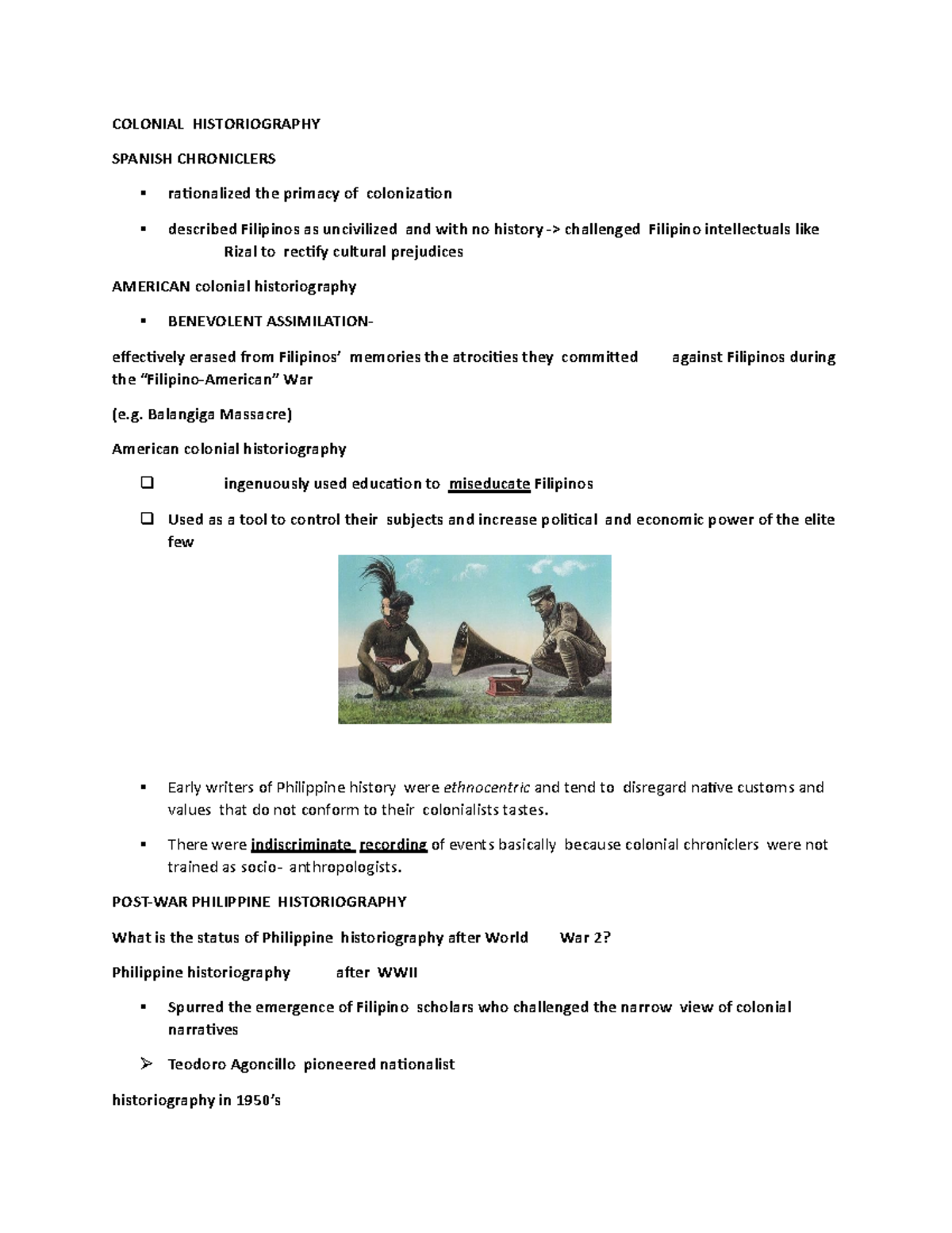 Colonial - COLONIAL HISTORIOGRAPHY SPANISH CHRONICLERS rationalized the ...