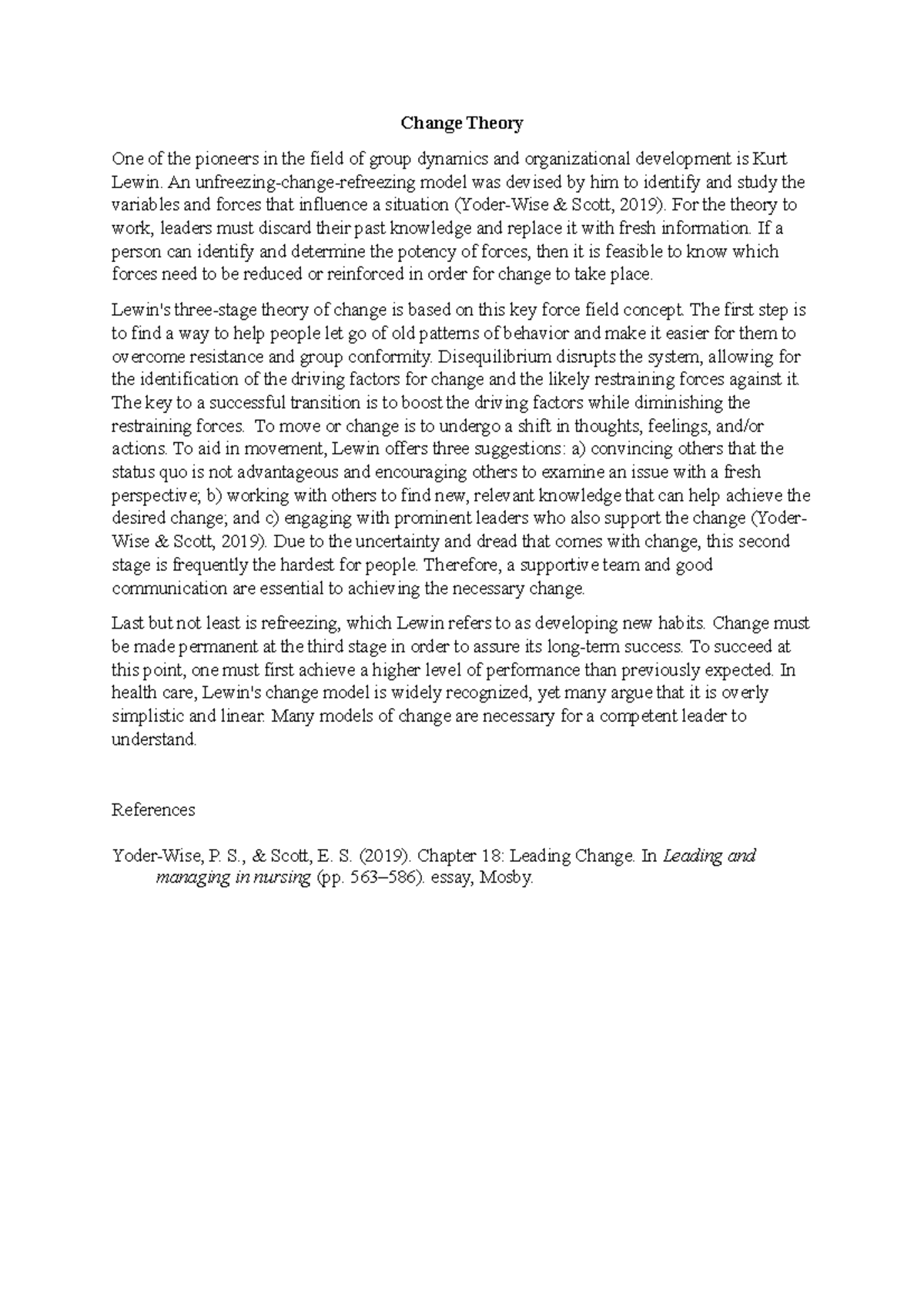 Change Theory - Good - Change Theory One of the pioneers in the field ...