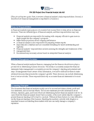 FIN 320 Project Two Financial Analysis Report - Grace Harrison ...