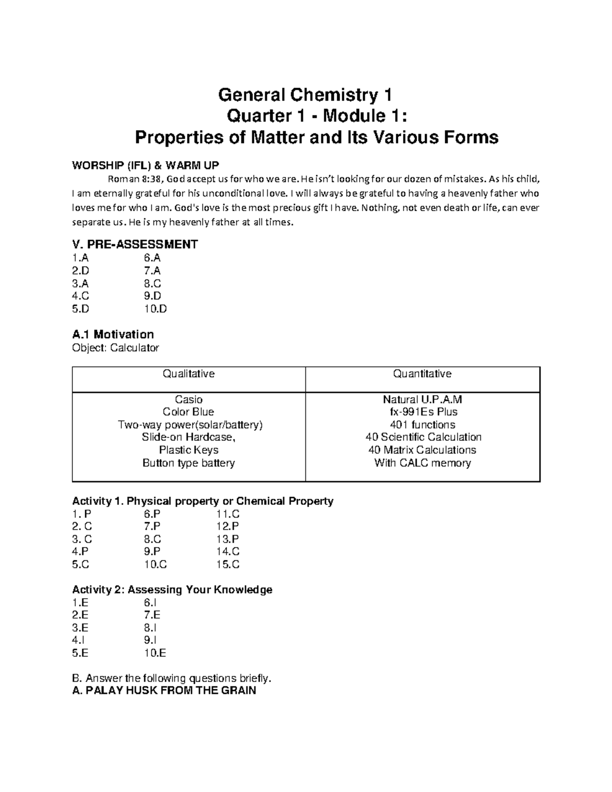 General Chemistry 1 Properties of Matter and Its Various Forms ...