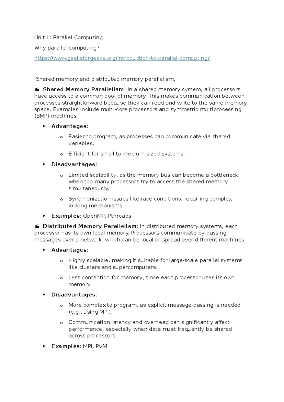 Unit I Scalable Computing Unit I Parallel Computing Why Parallel