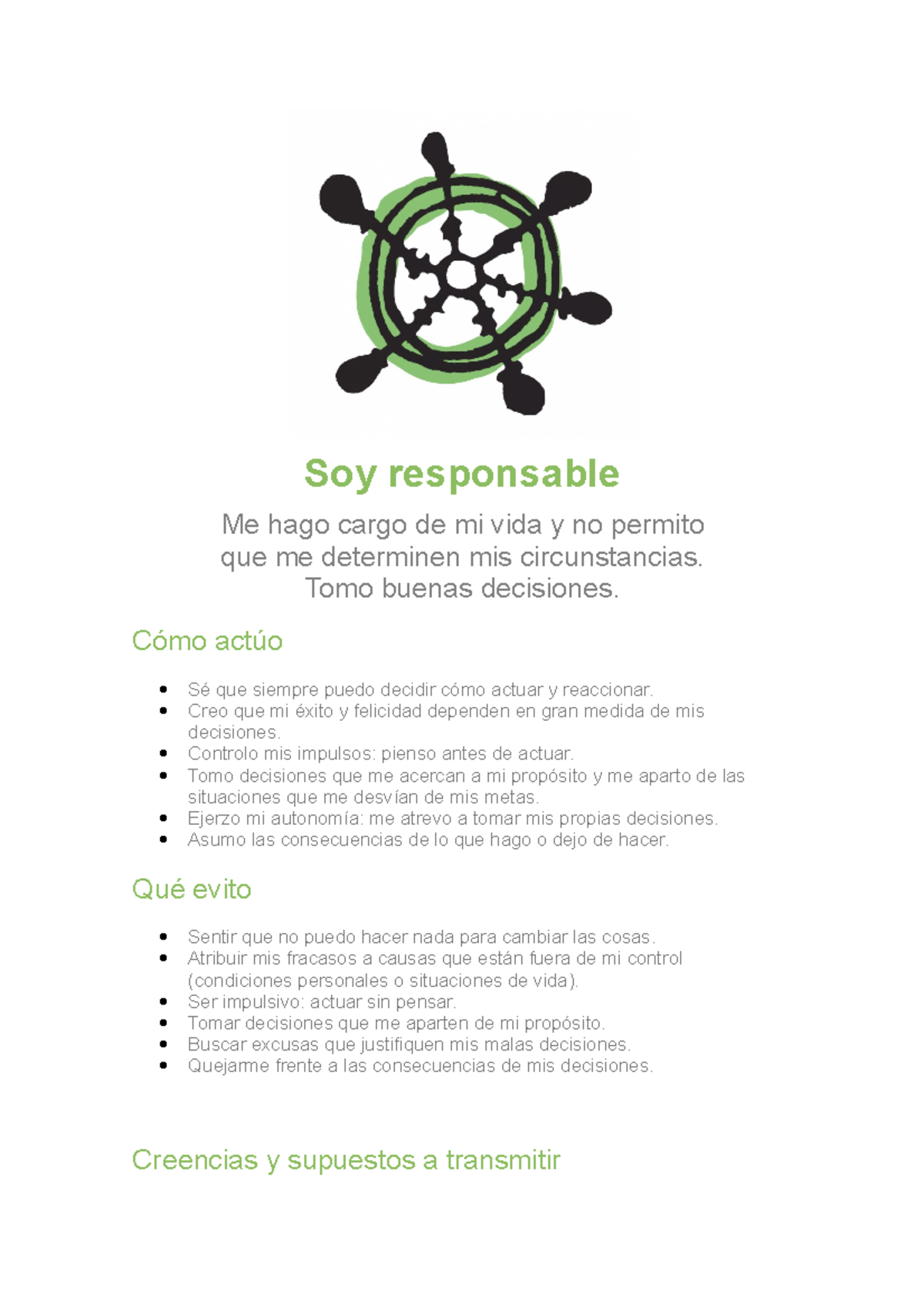E. Soy Responsable - material de trabajo - Soy responsable Me hago ...