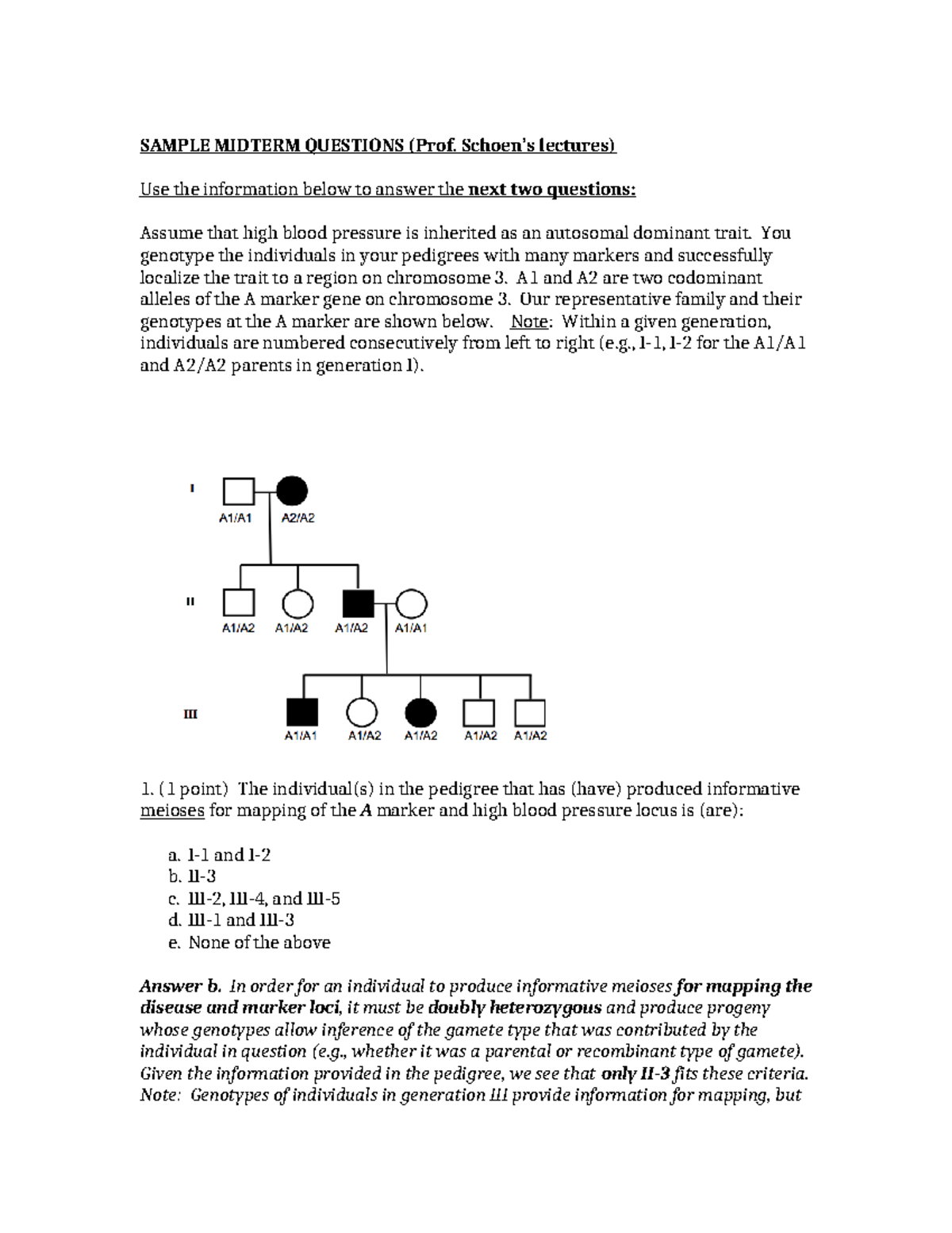 Sample Midterm - SAMPLE MIDTERM QUESTIONS (Prof. Schoen’s lectures) Use the information below to ...