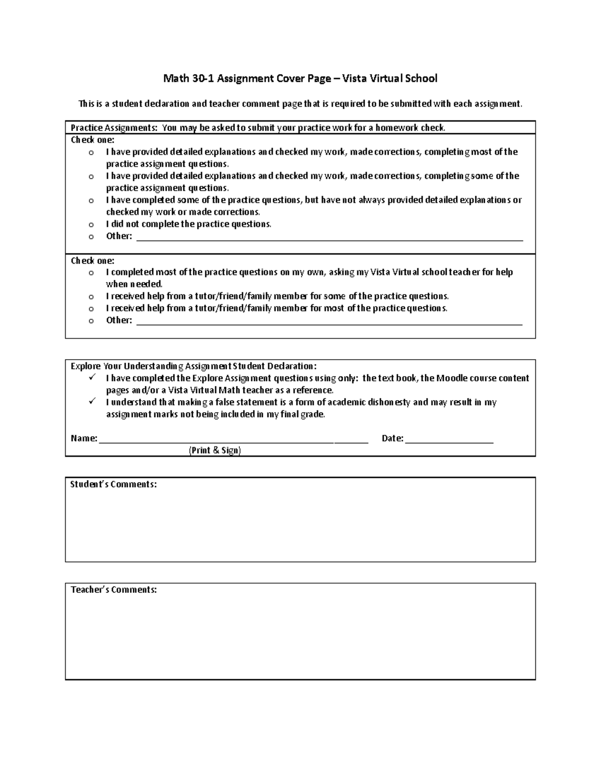 Lastname firstname 1 - dsa - Math 30-1 Assignment Cover Page – Vista ...