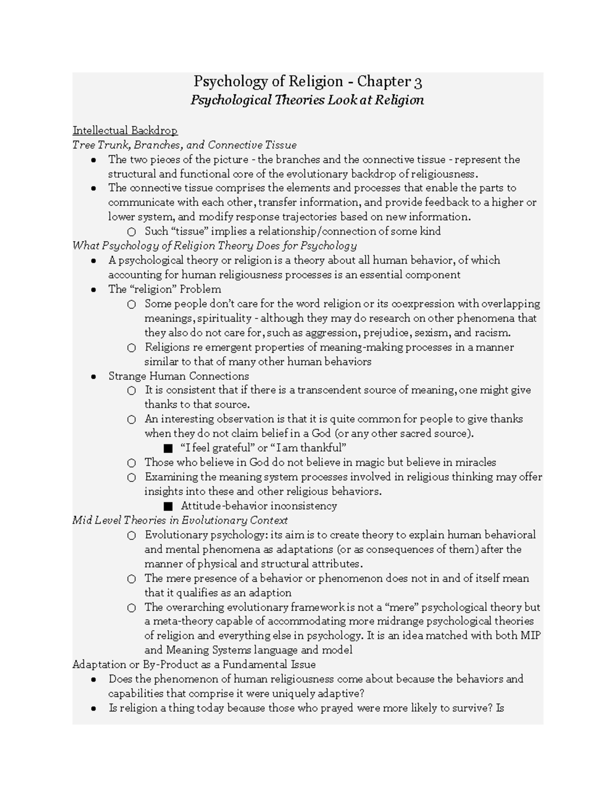 Psychology of Religion Reading - Chapter 3 - Psychology of Religion ...