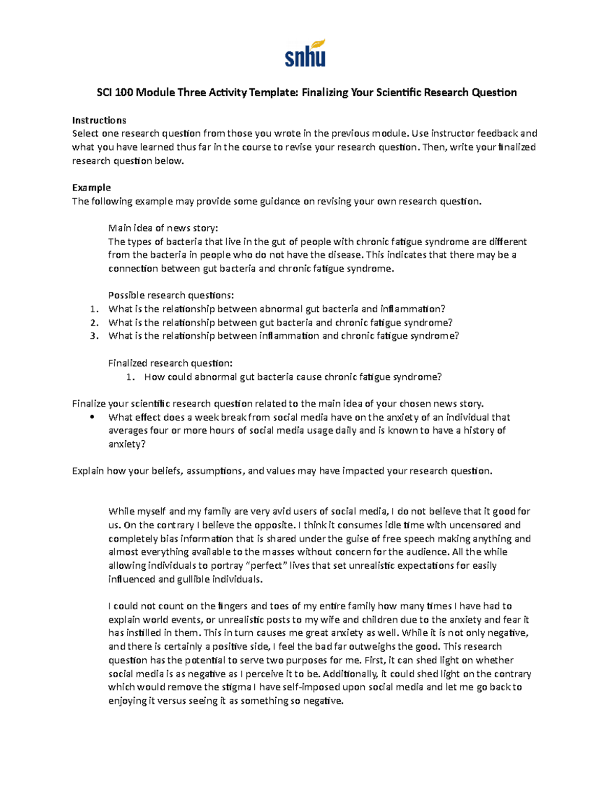 SCI 100 Module Three - SCI 100 Module Three Activity Template ...
