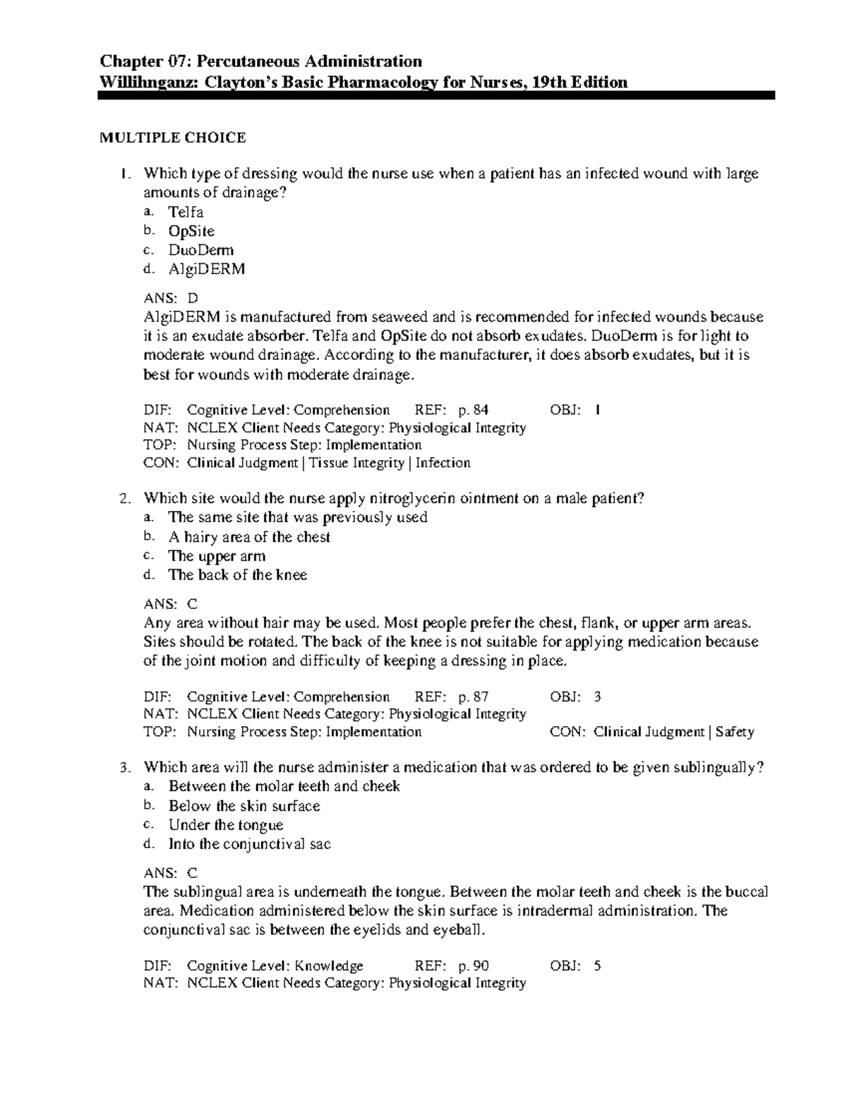 Percutaneous Administration and Medication Absorption: Quiz - Studocu