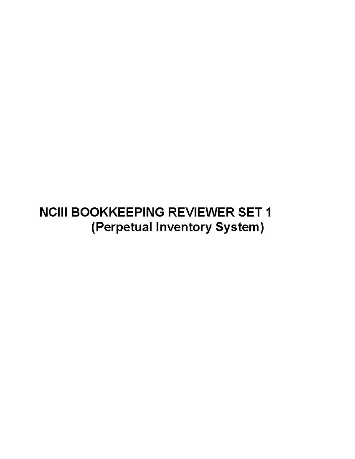 Nc iii bookkeeping reviewer - Bachelor of Science in Customs ...
