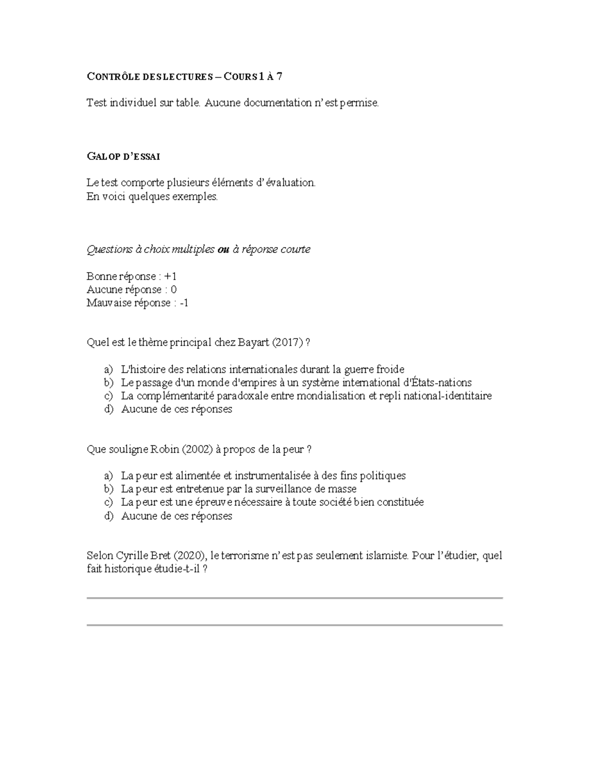 INT3006 Test écrit exemple H24 - CONTRÔLE DES LECTURES – COURS 1 À 7 ...