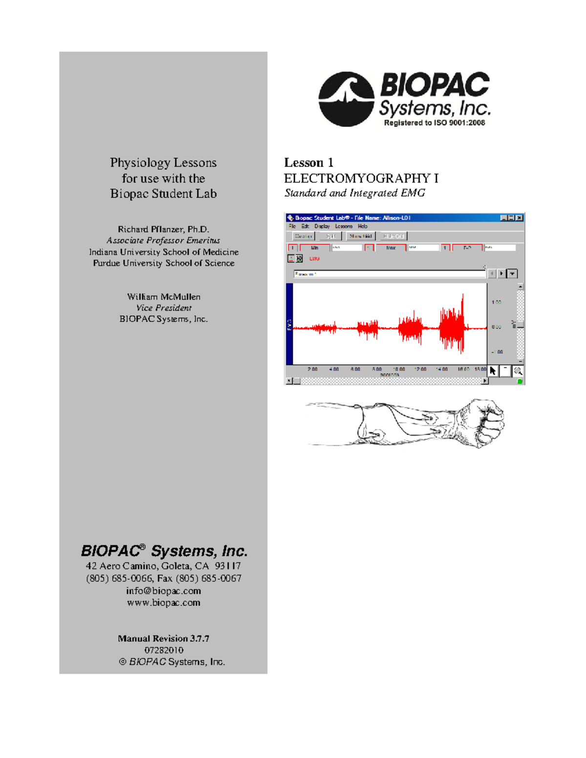 L01 Procedure - Physiology - Physiology Lessons for use with the Biopac ...