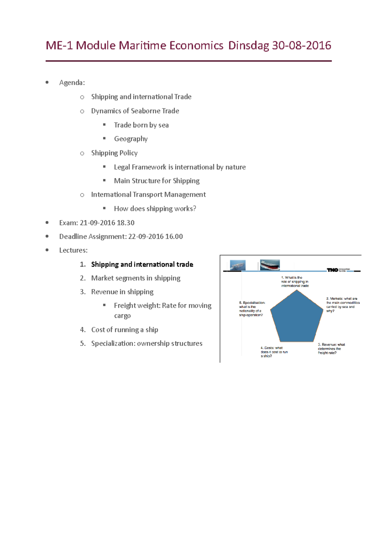 Maritime economics lecture 1 - Module Maritime Economics Dinsdag Agenda ...