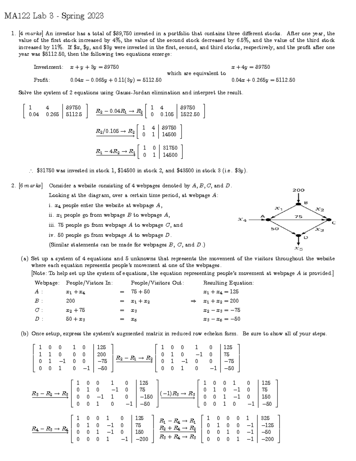 MA122 S23L3 Solns - LAB - MA122 Lab 3 - Spring 2023 [4 marks] An ...