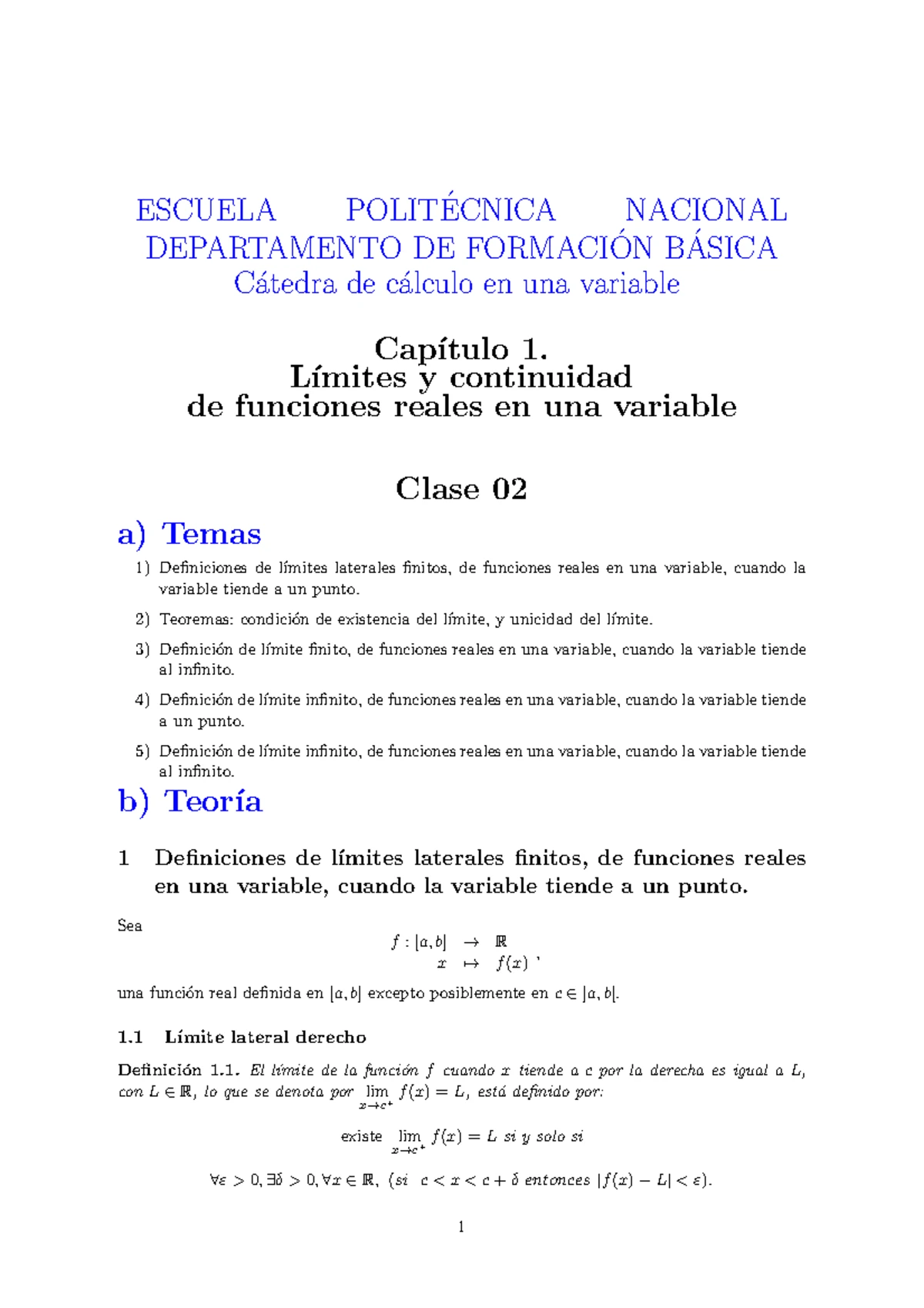 Actividad DE Aprendizaje Nro1 - CÁLCULO EN UNA VARIABLE Mgs. Carlos F. León C. DEPARTAMENTO DE ...
