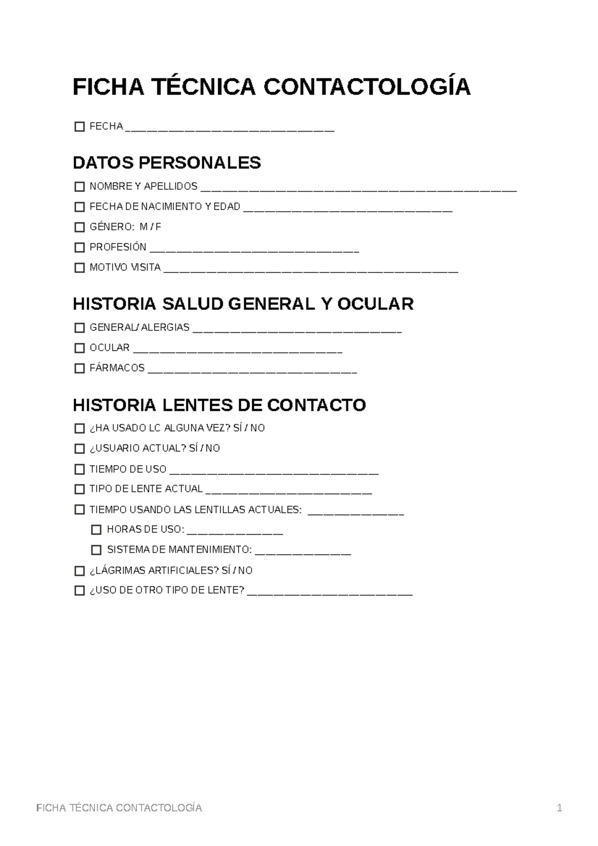 Ficha Técnica Contactología para alumnos - FICHA TÉCNICA CONTACTOLOGÍA ...