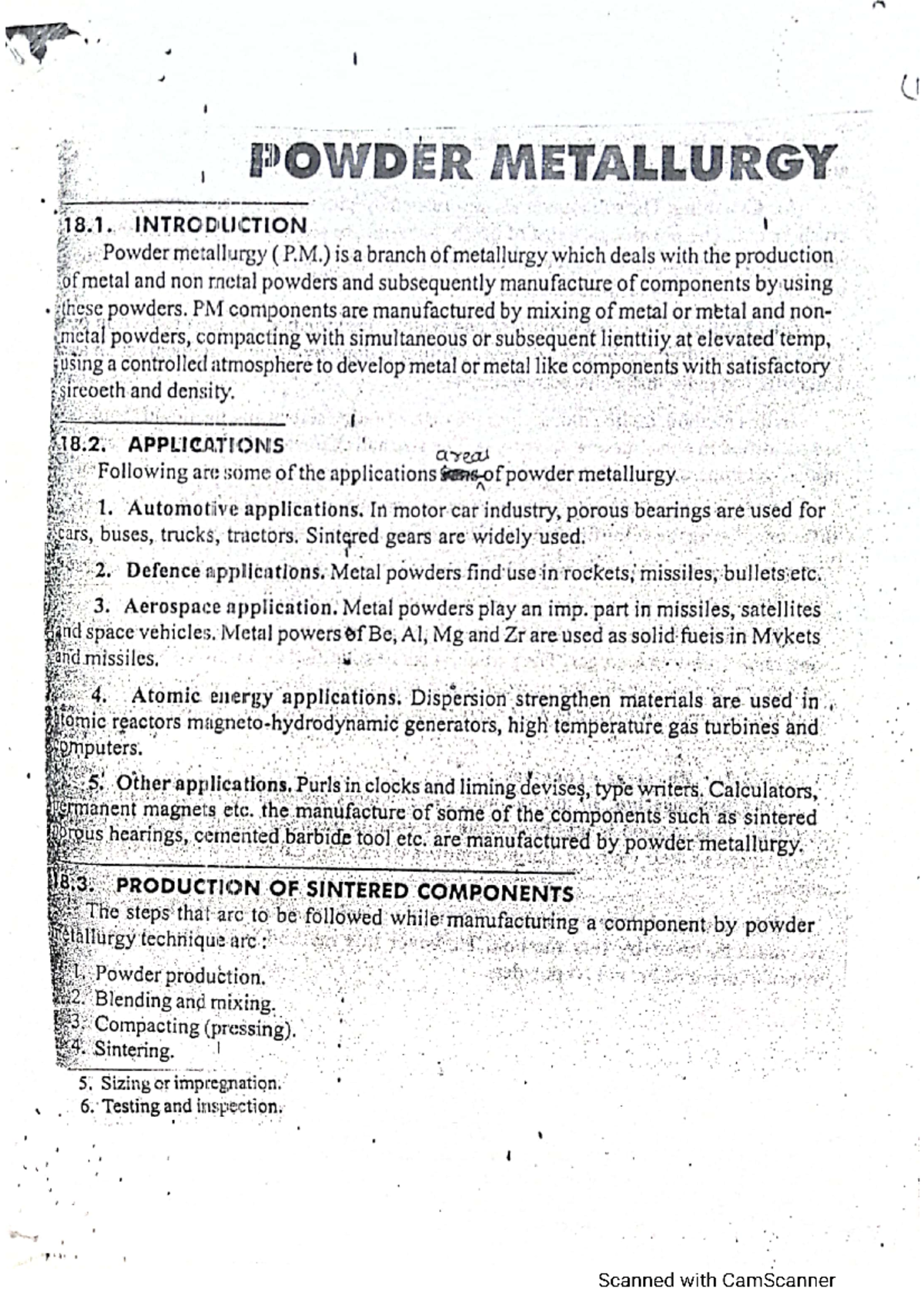 Powder Metallurgy - Notes on EMM - Engineering Analysis and Design ECE ...