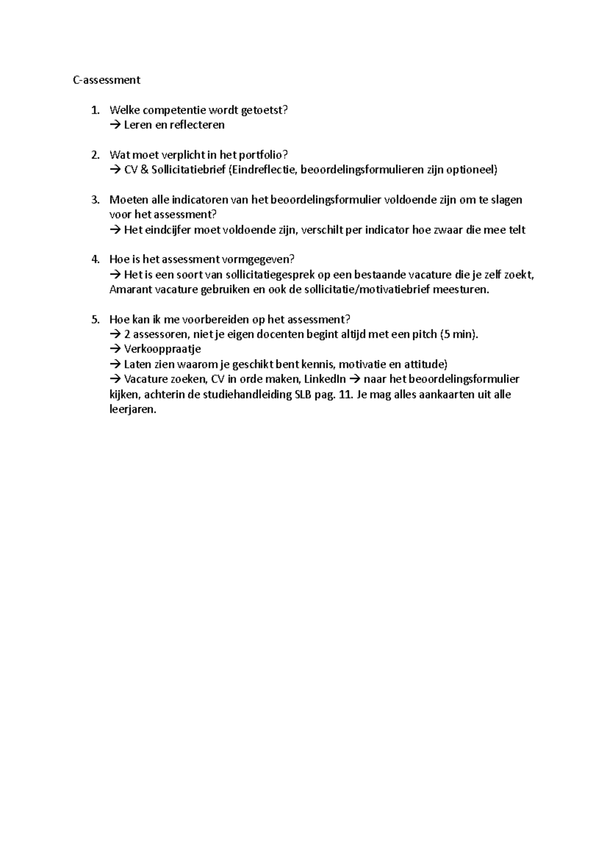 C-assessment - xxxx - C-assessment Welke competentie wordt getoetst ...