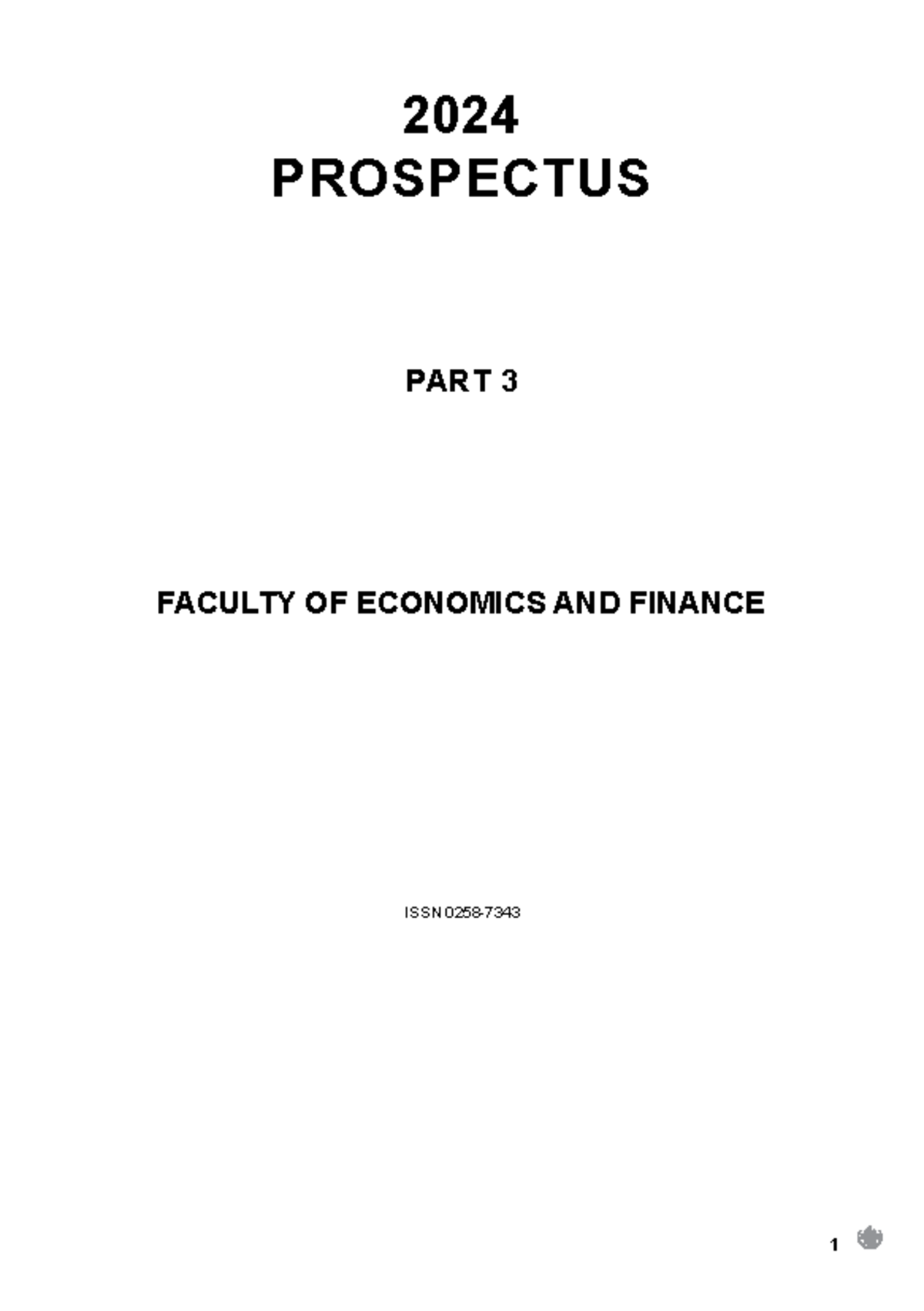 Economics and Finance Prospectus 2024 - 1 2024 PROSPECTUS PART 3 ...