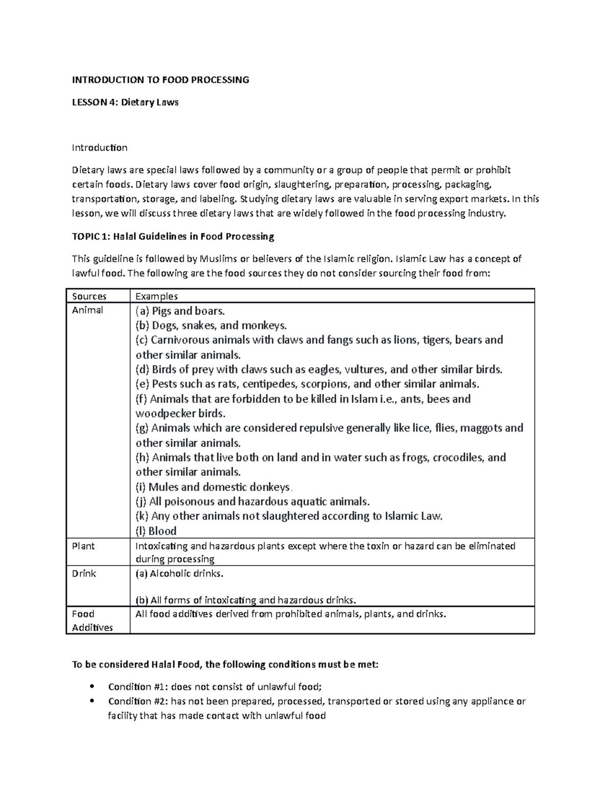 Dietary LAWS - people's values in food. - INTRODUCTION TO FOOD ...