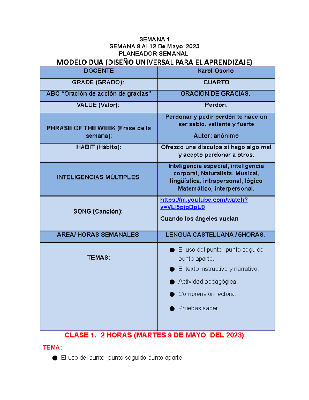 Semana 5- Español- Grado 4 - SEMANA 1 SEMANA 8 Al 12 De Mayo 2023 ...
