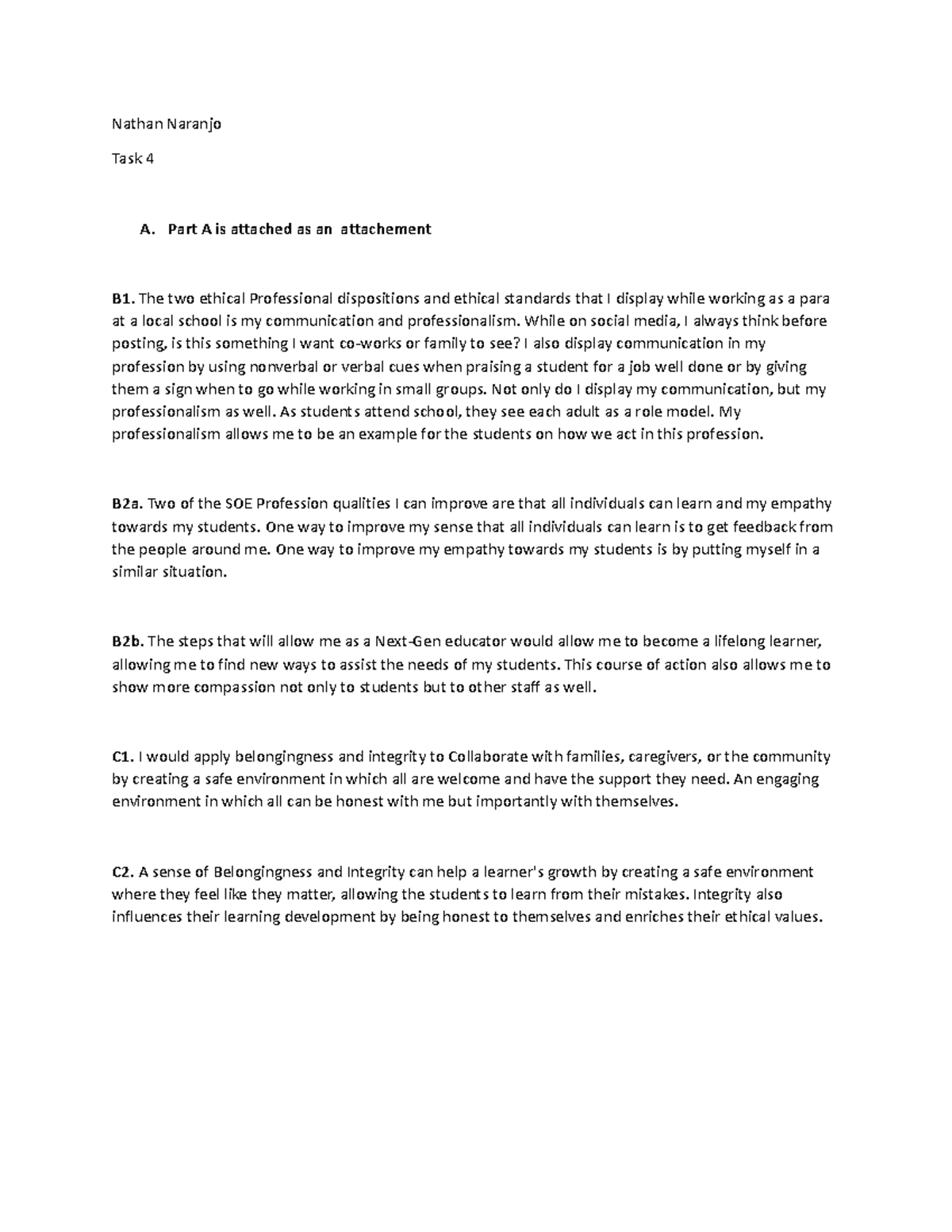 D090 The school as a Community of Care - Nathan Naranjo Task 4 A. Part ...