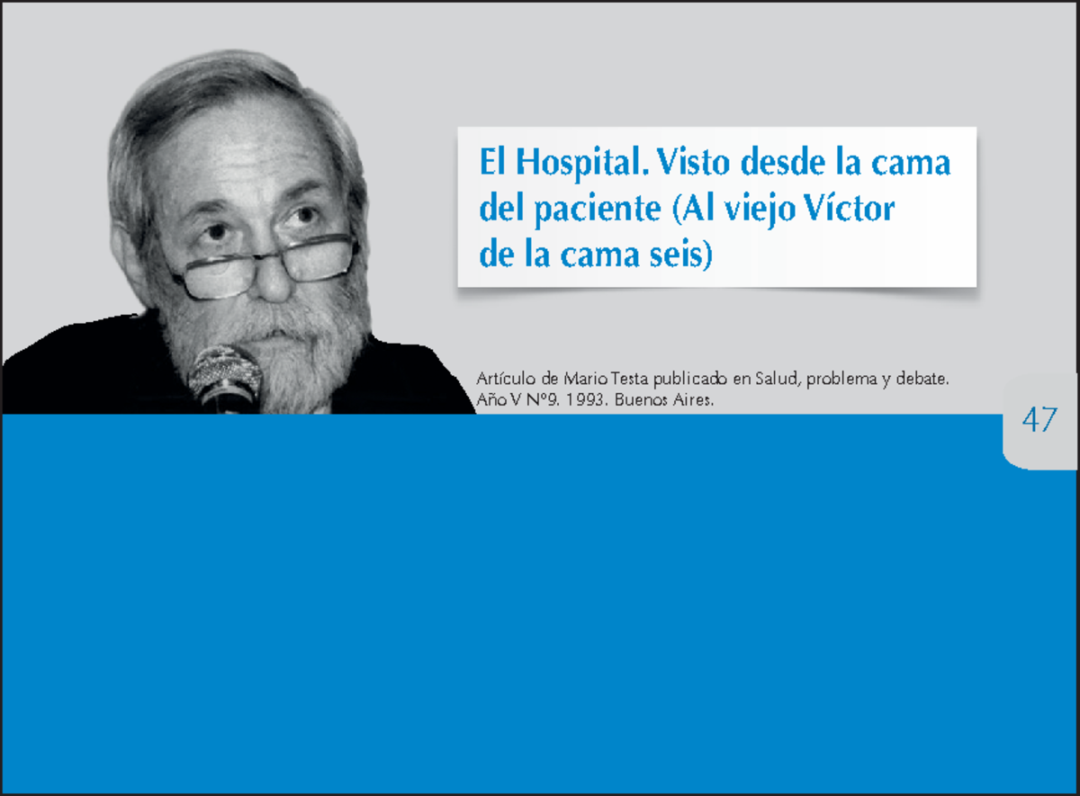 El Hospital Visto desde la cama - Testa - Artículo de Mario Testa ...