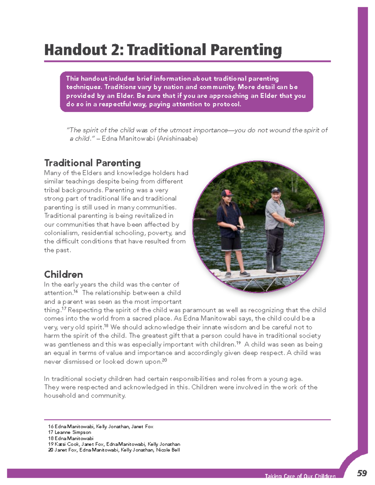 Handout 2 and 4 Traditional Indigenous Parenting-1 - Psy 213.3 - U of S ...