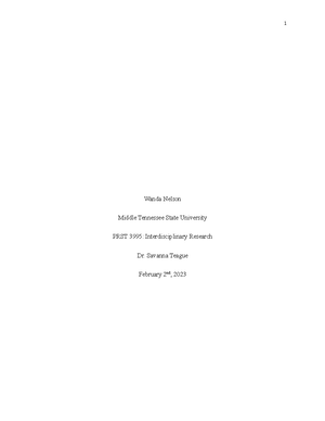 Module 2 Research Problem Exploration - Wanda Nelson Middle Tennessee State University PRST 3995 ...