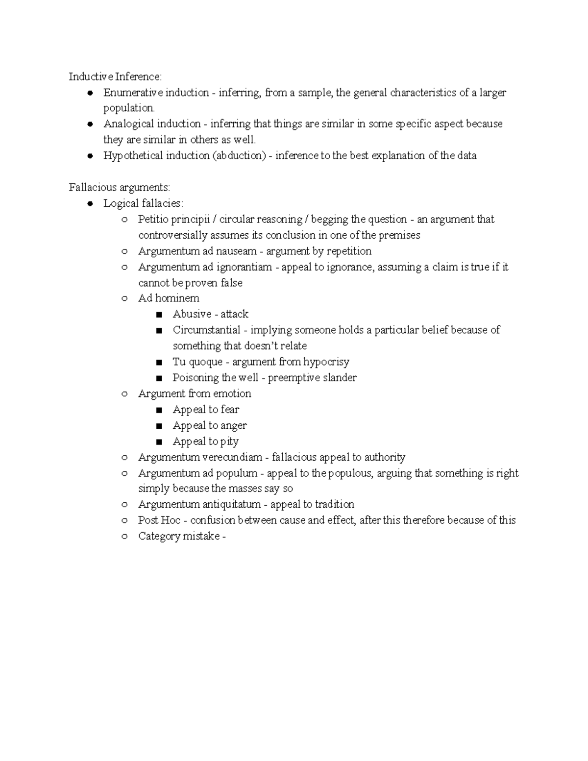 Fallacies - Inductive Inference: Enumerative induction - inferring ...