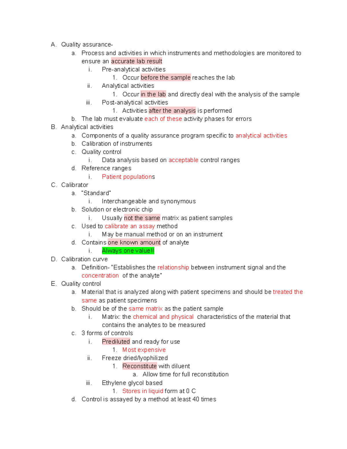 Mmsc exam review lecture notes - ####### A. Quality assurance ...