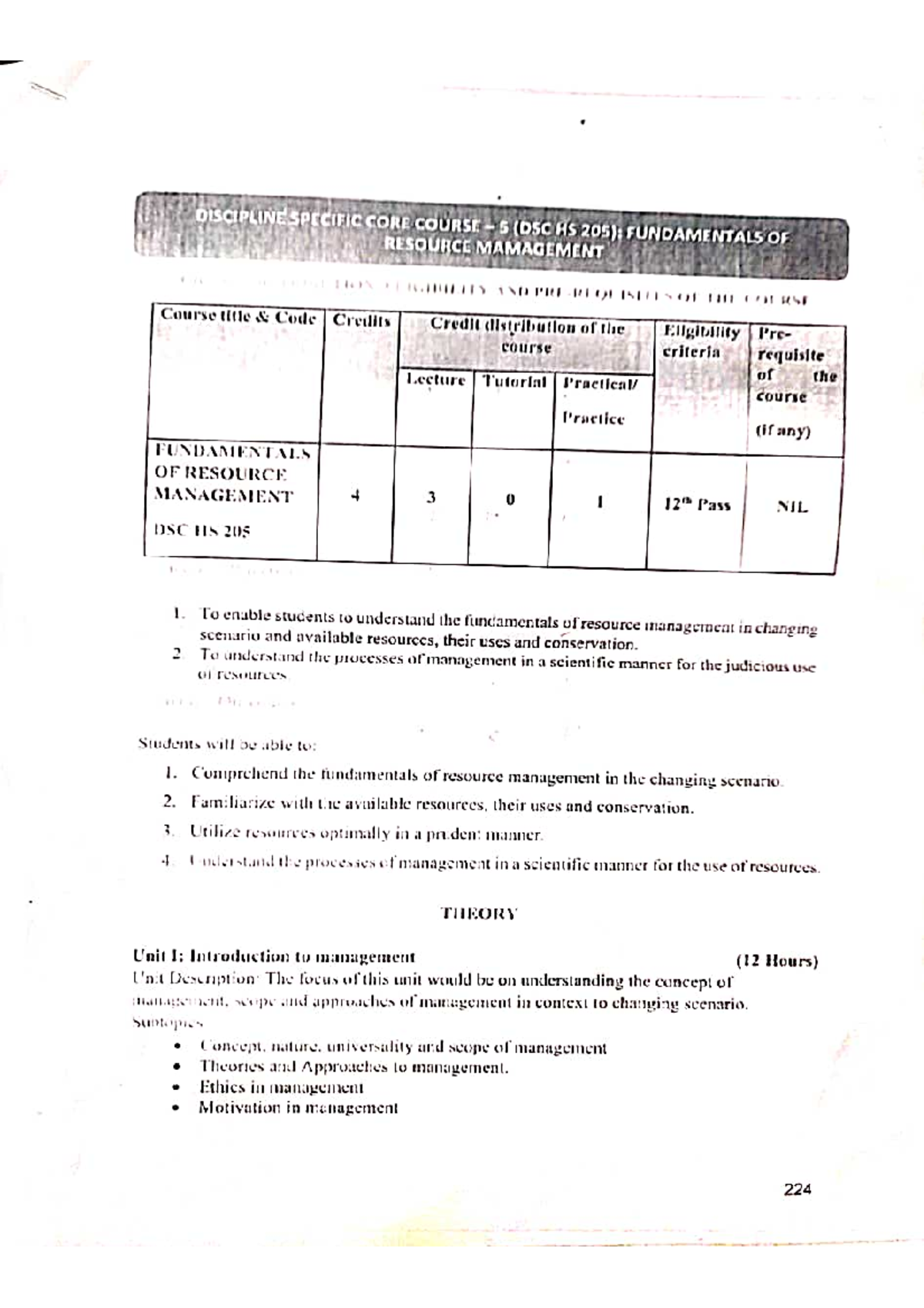Frm syllabus - DISCIPLINE SPECIFIC CORE COURSE (DSC HS 205 ...