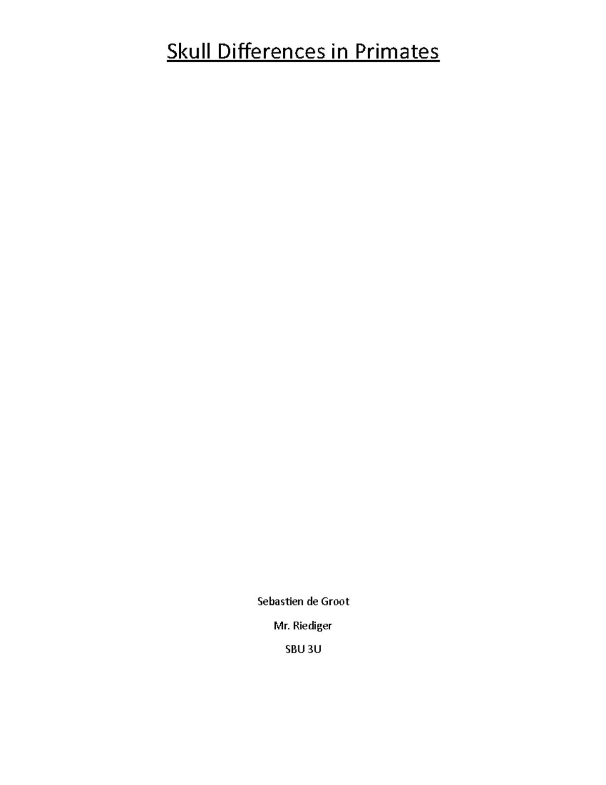 Skull Differences in Primates - Studocu