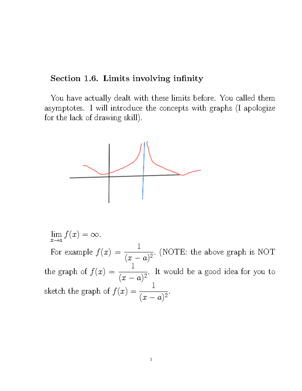 Section 1 - Assignment - Section 1. Limits involving infinity You have ...