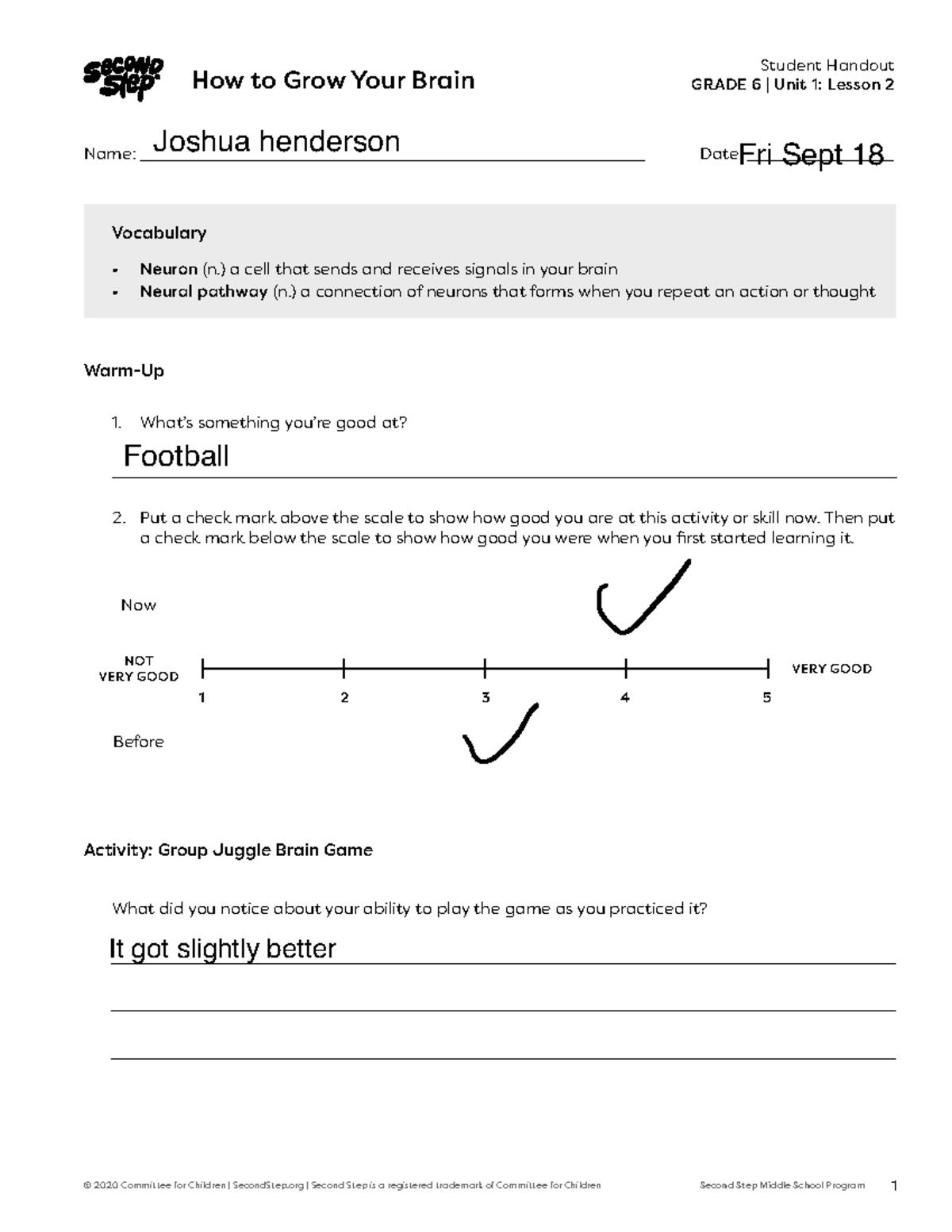 Edited - Unit 1-Lesson 2 - © 2020 Committee for Children | SecondStep ...