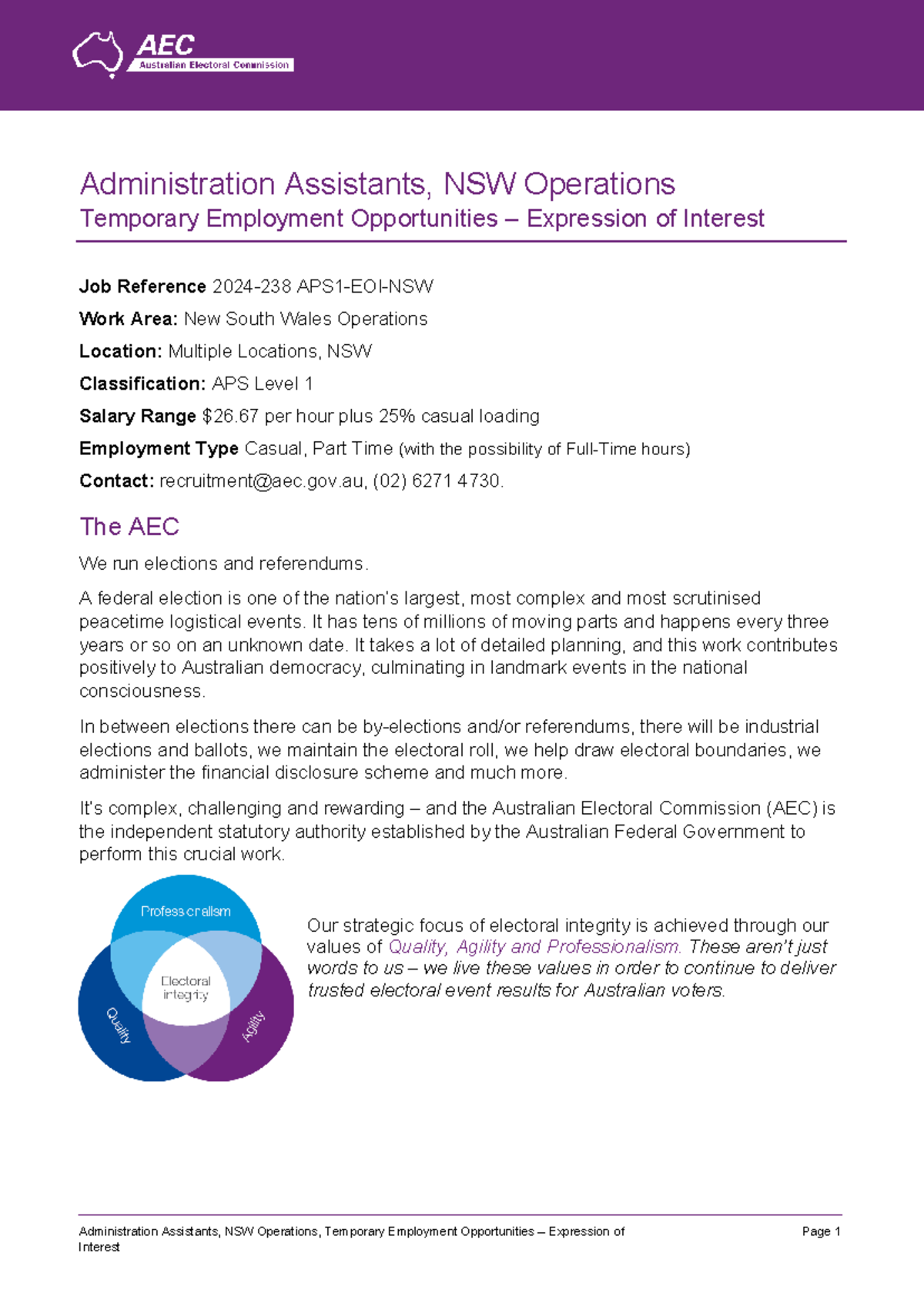 2024-238 APS1 EOI - NSW - hello - Administration Assistants, NSW ...