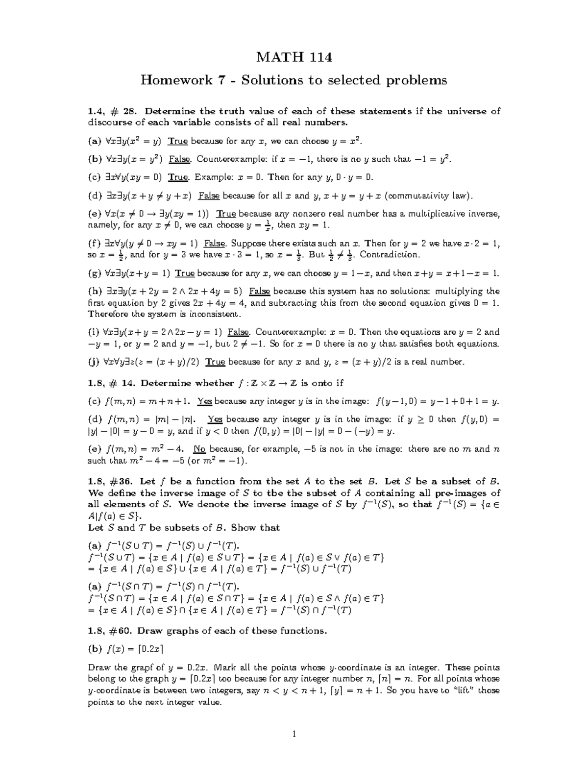 Hw7-sol - practice materials - MATH 114 Homework 7 - Solutions to selected problems 1, # 28 ...