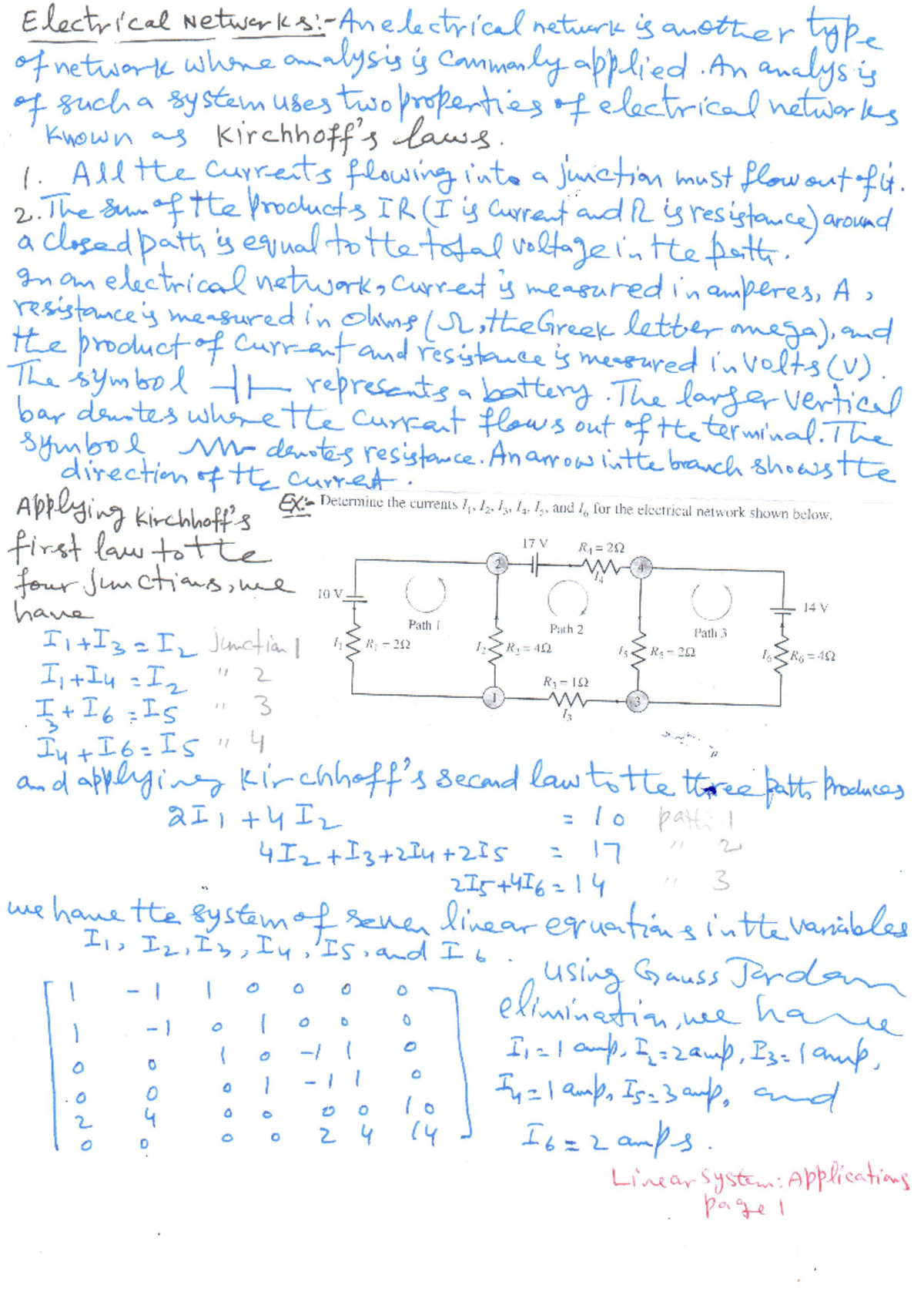 Applications system of linear equations - Linear Algebra - Studocu