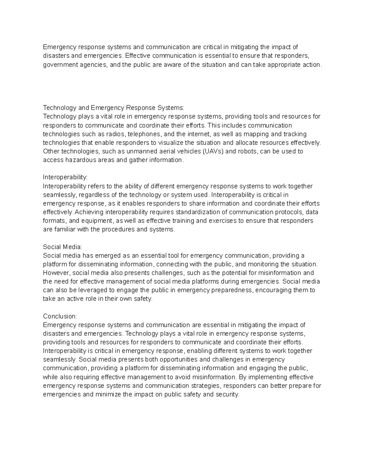 Emergency Response Systems and Communication - Effective communication ...