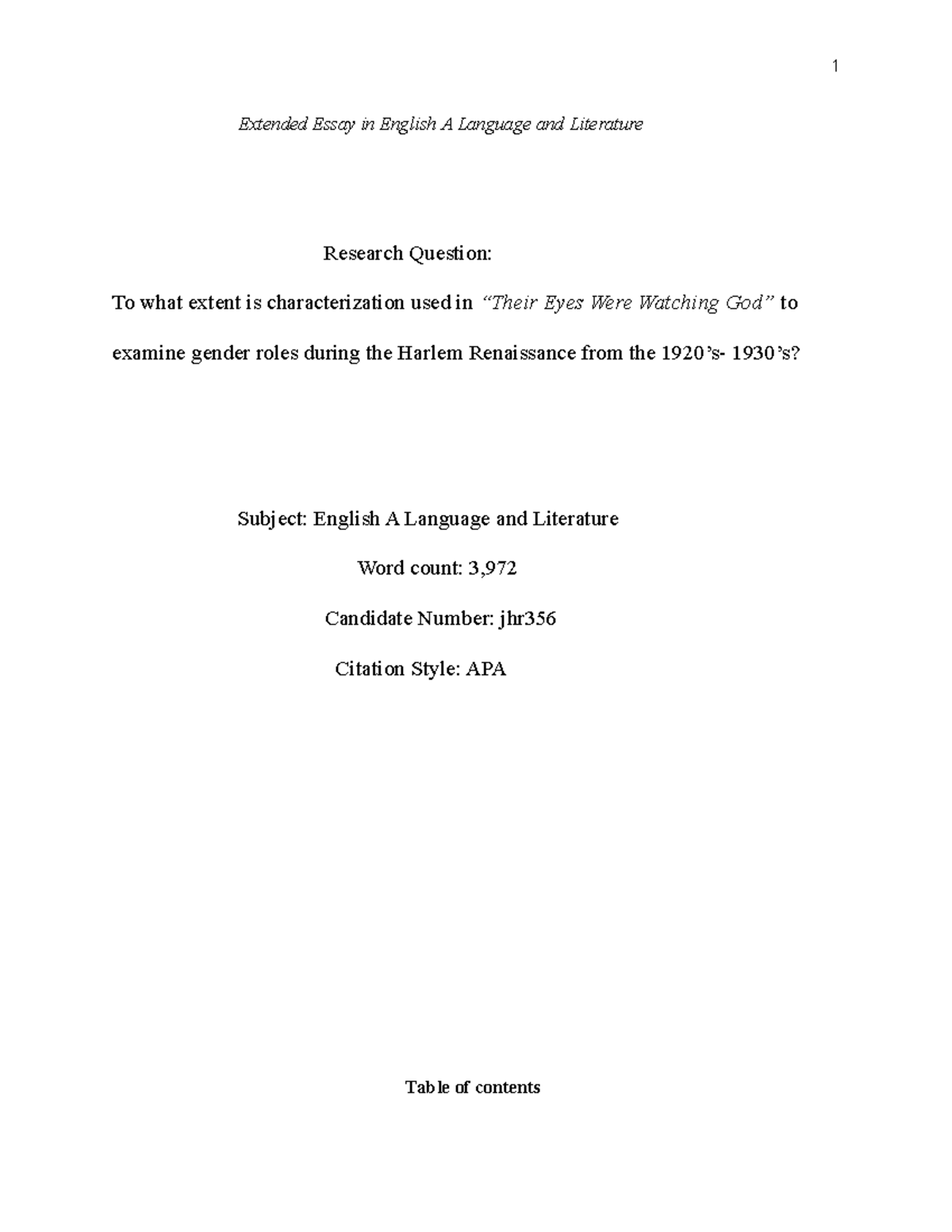 EE final draft - topic of choice - Extended Essay in English A Language ...