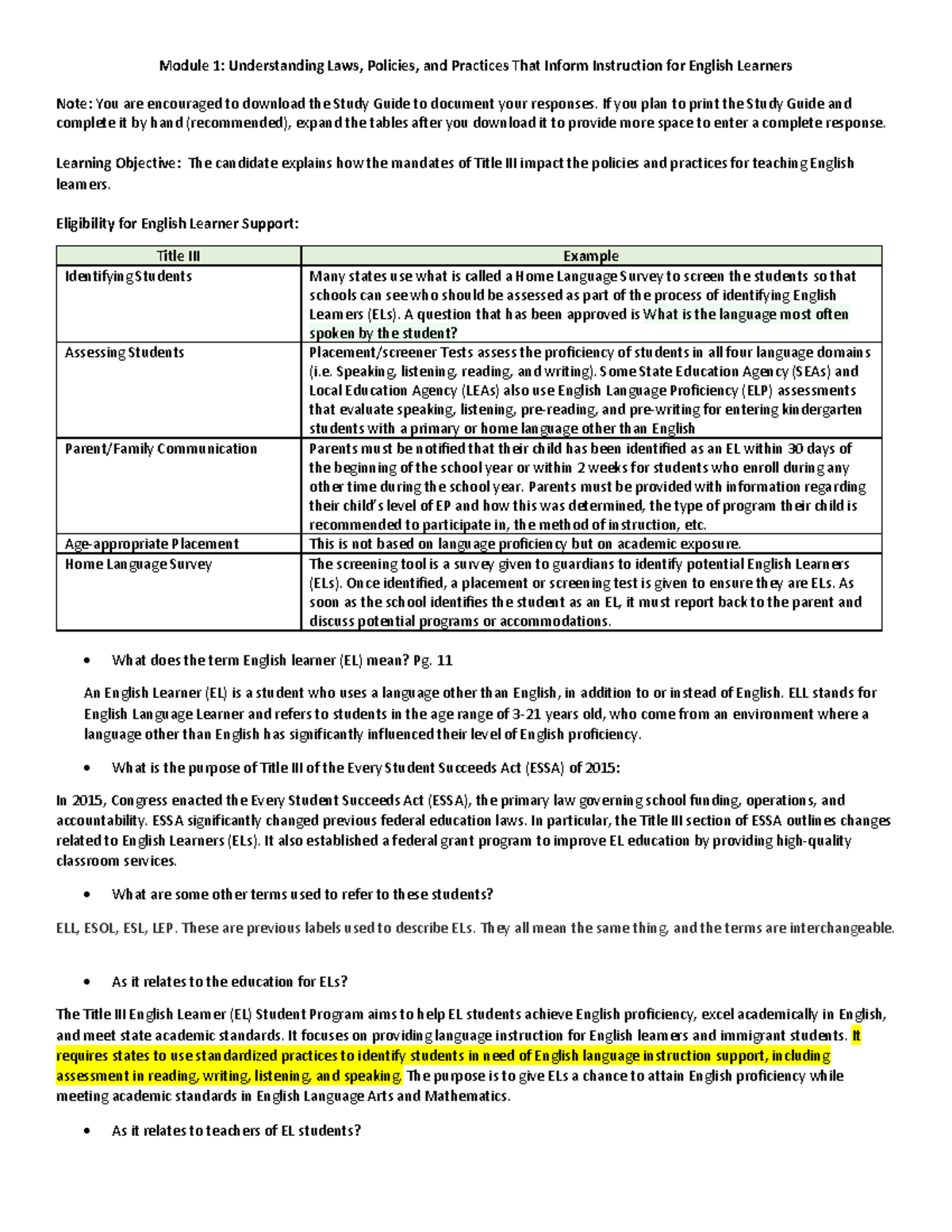 D096 d169 m1 study guide notes - Module 1: Understanding Laws, Policies ...