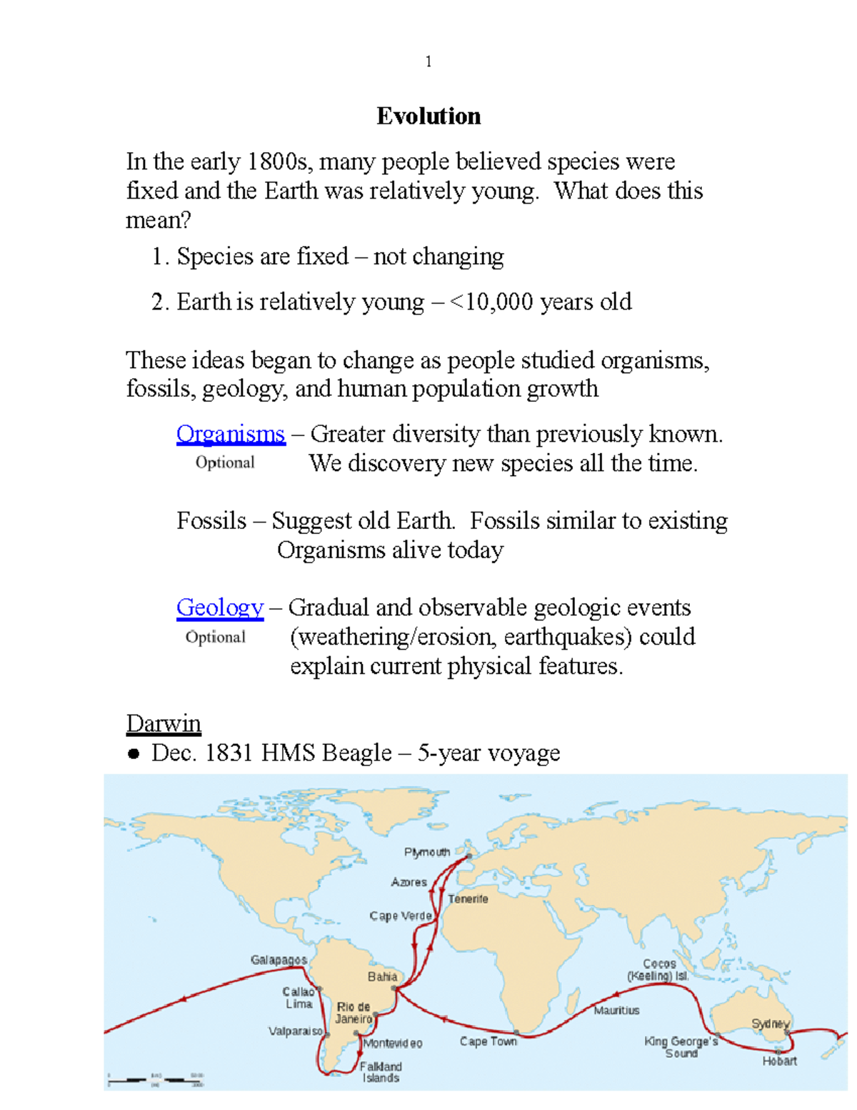 Copy of Copy of Biology Evolution Notes - Evolution In the early 1800s ...