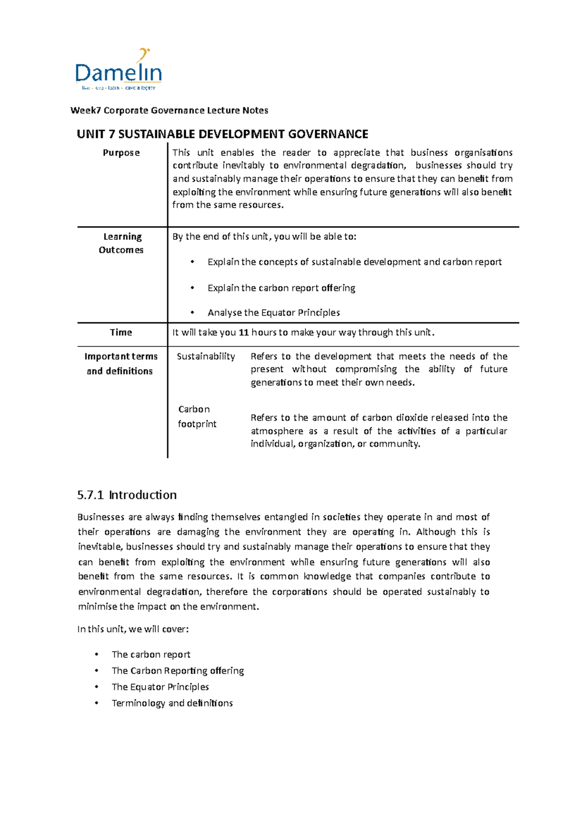 SUSTAINABLE DEVELOPMENT GOVERNANCE - Week7 Corporate Governance Lecture ...
