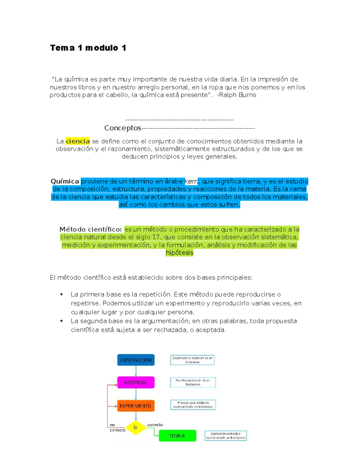 Tema 1 modulo 1 - Tema 1 modulo 1 “La química es parte muy importante de nuestra vida diaria. En ...