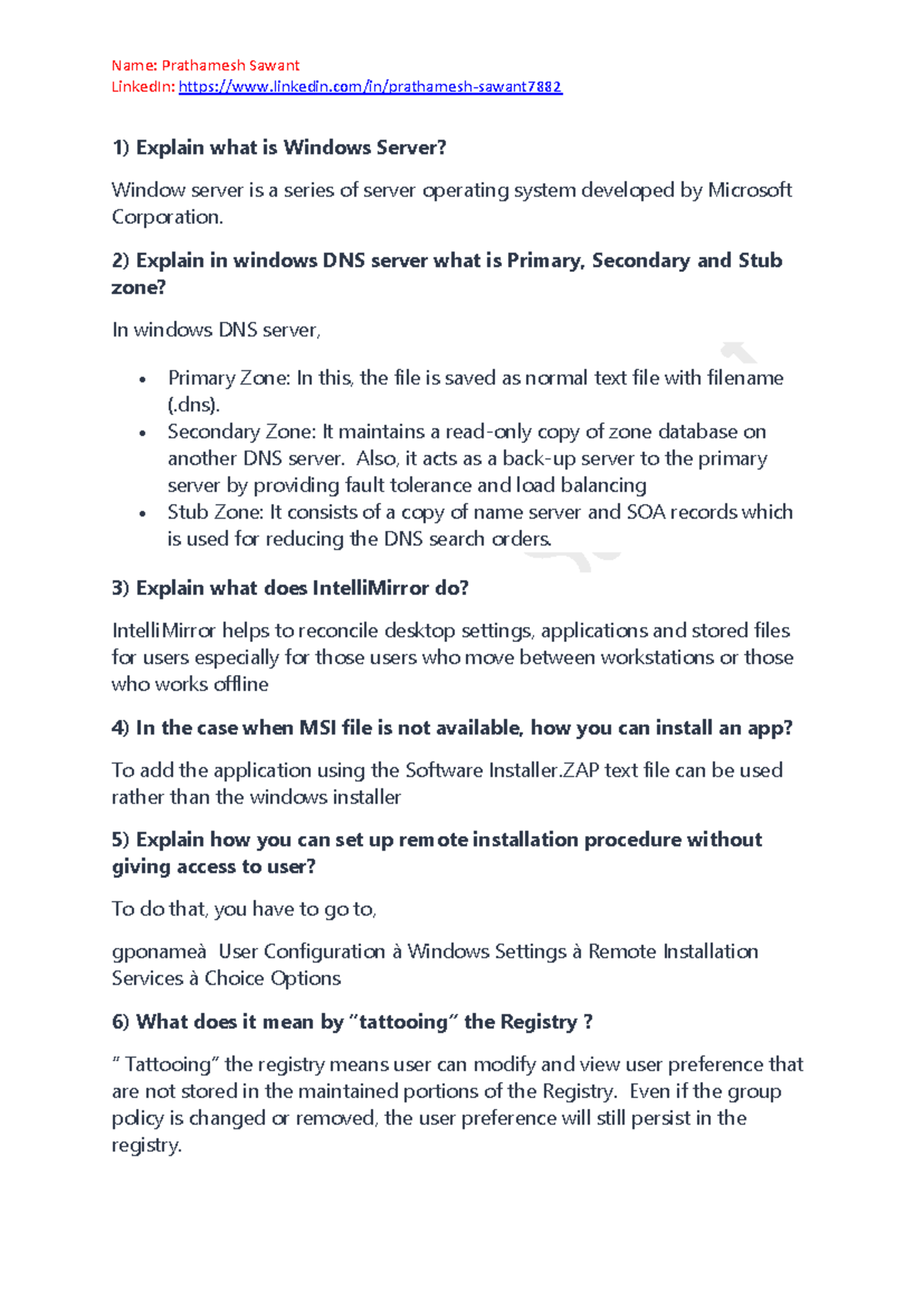 Windows - 2) Explain in windows DNS server what is Primary, Secondary ...