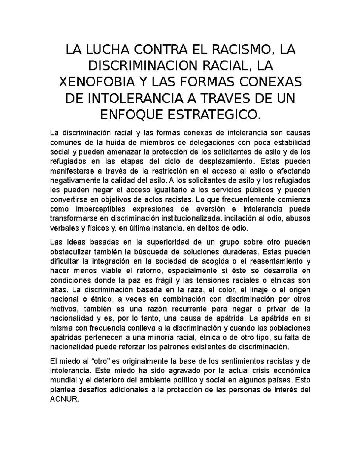 Lucha Contra el Racismo - LA LUCHA CONTRA EL RACISMO, LA DISCRIMINACION ...