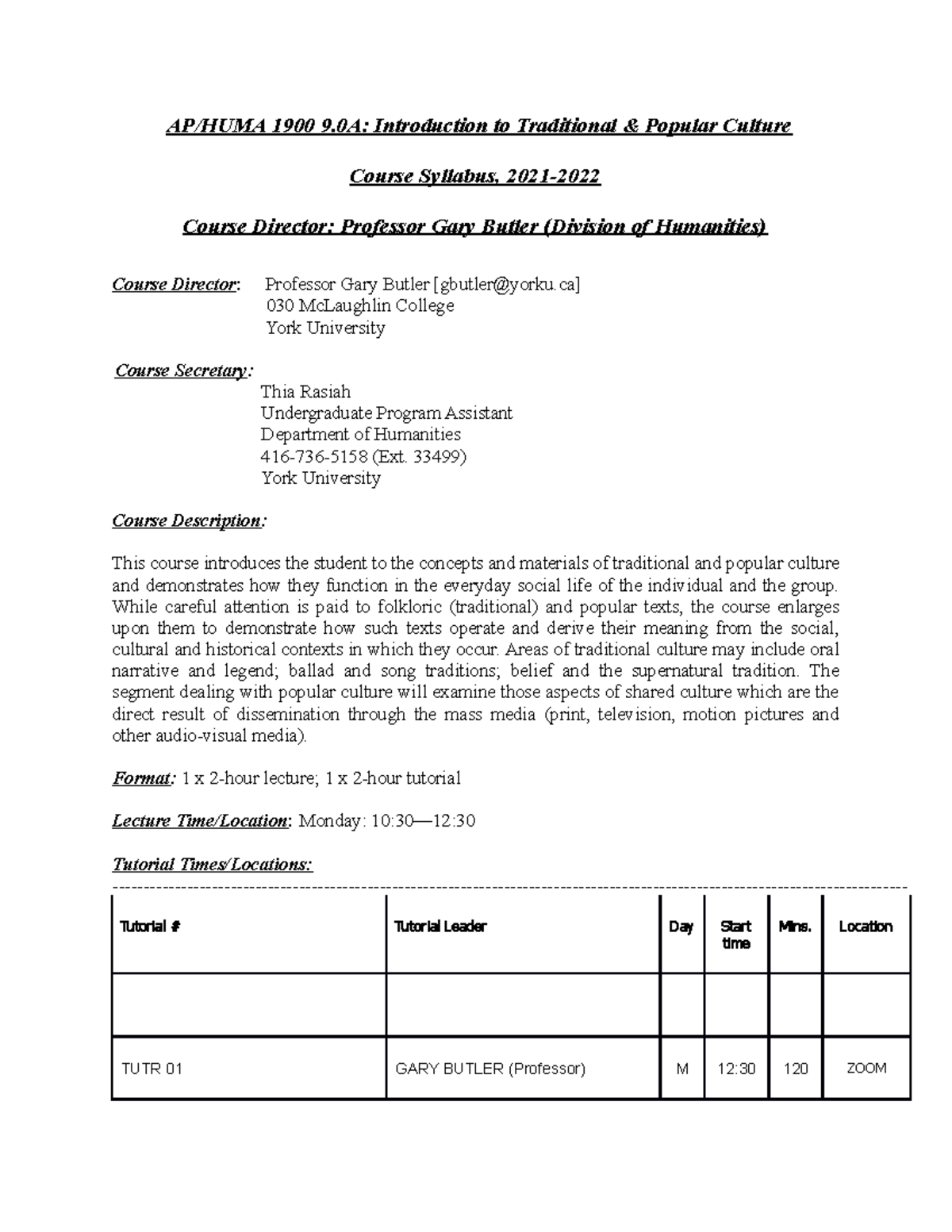 Huma 1900 syllabus 2021 section y lecture - AP/HUMA 1900 9 ...