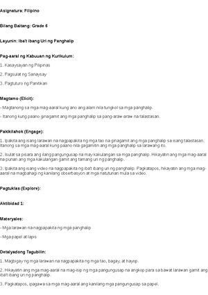 DLL Mapeh 6 Q1 W7 - Music Lesson Log for Grade six - GRADES 1 to 12 DAILY LESSON LOG School ...