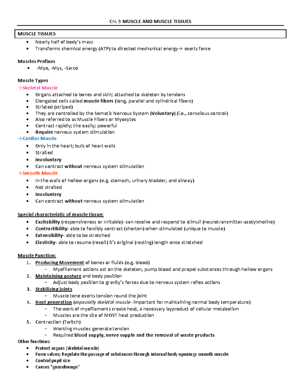 Ch 9 muscle and muscle tissue - Warning: TT: undefined function: 32 Warning: TT: undefined ...