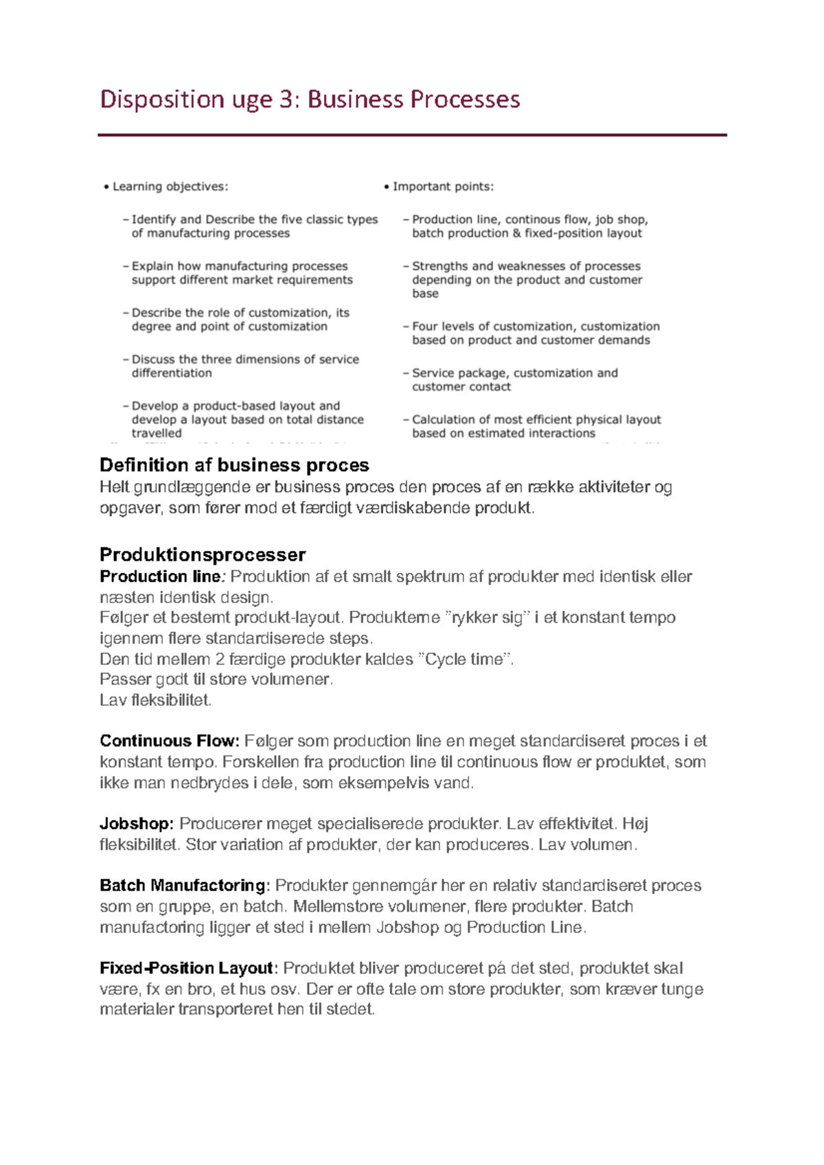 Disposition uge 3 - Business process PDF - Disposition uge 3: Business ...
